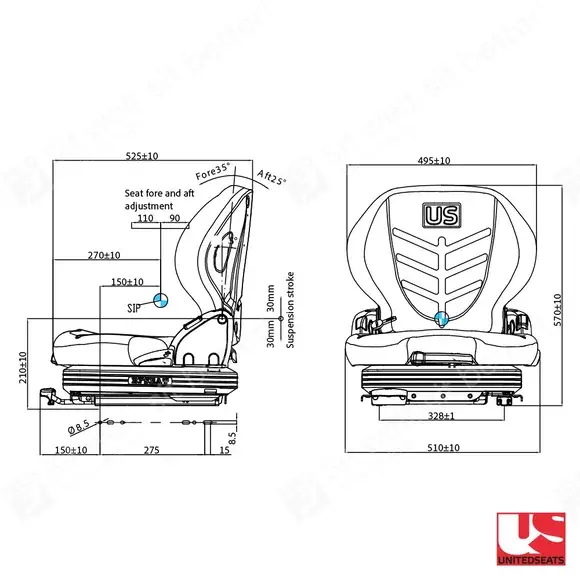 UnitedSeats MGV65 W seat pvc | EBLO